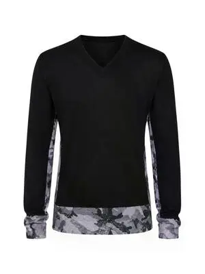 Dolce & Gabbana Camouflage Panel V-neck Sweater