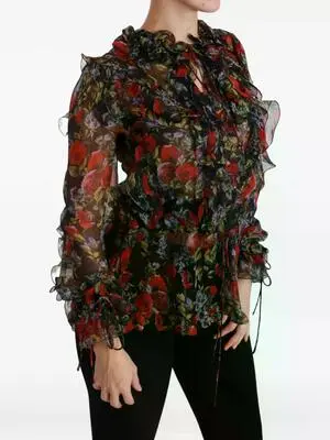 Dolce & Gabbana Floral Print Ruffle Blouse