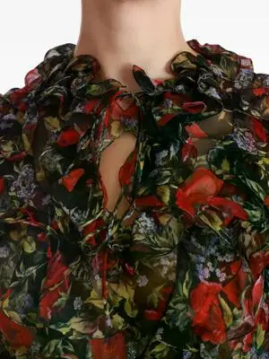 Dolce & Gabbana Floral Print Ruffle Blouse