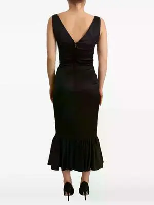 Dolce & Gabbana Sleeveless Square Neck Midi Dress With Ruffled Hem