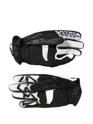 Dolce & Gabbana Crystal-embellished Graffiti Print Leather Gloves