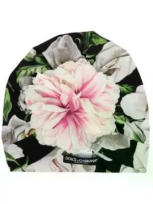 Dolce & Gabbana Floral Print Turban Hat - Black