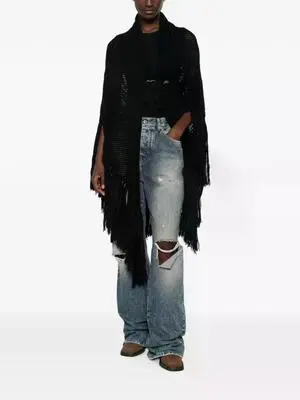 CHIARA IS Fringed Crochet-knit Cape