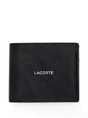 Lacoste Ossian Medium Logo-print Textured Leather Wallet - Black