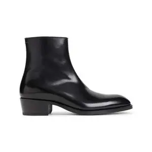 TOM FORD Vincent Burnished Leather Ankle Boots - Black