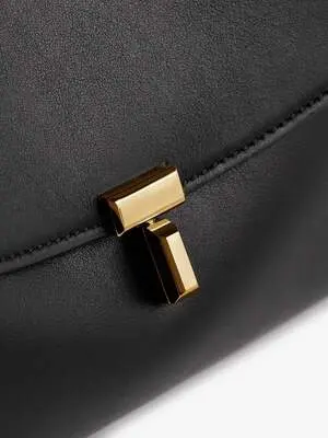 TOTEME T-lock Leather Shoulder Bag - Black