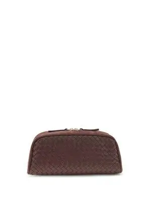 Bottega Veneta Large Nodo Pouch In Nappa And Suede With Intrecciato Piccolo - Brown