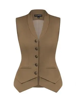 TIA DORRAINE Fitted Single-breasted Linen Waistcoat