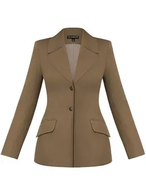 TIA DORRAINE Single-breasted Blazer In Linen - Green