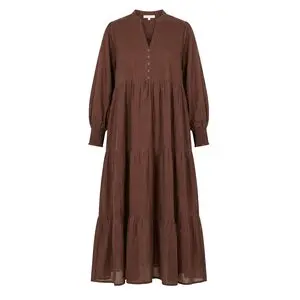 Adrift Clothing Sienna Billow Dress In Chocolate