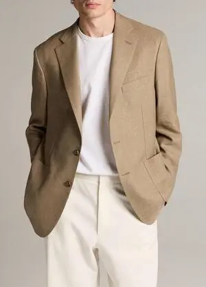 Vince Herringbone Linen & Wool-blend Relaxed Sport Coat - Tan