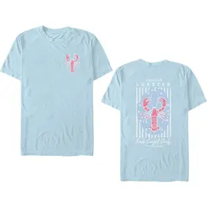 LOST GODS American Portland Lobster Graphic T-shirt - Light Blue