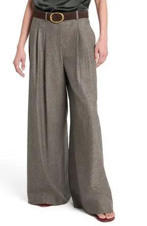 TWP Avery Herringbone Wool Blend Wide Leg Pants