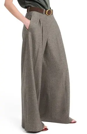 TWP Avery Herringbone Wool Blend Wide Leg Pants