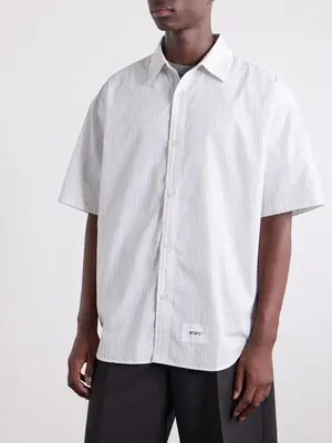 WTAPS Logo-appliquéd Striped Poplin Shirt