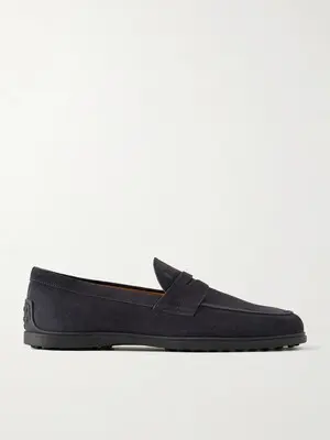TOD'S Suede Penny Loafers - Gray
