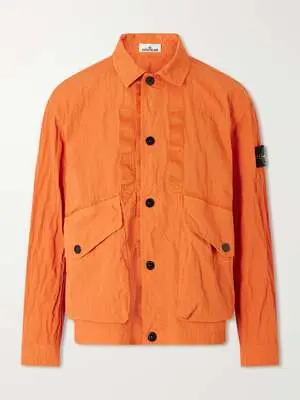 Stone Island Logo-appliquéd Padded Garment-dyed Crinkled-shell Jacket - Orange