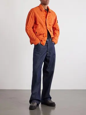 Stone Island Logo-appliquéd Garment-dyed Crinkled Shell Jacket