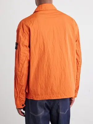 Stone Island Logo-appliquéd Garment-dyed Crinkled Shell Jacket