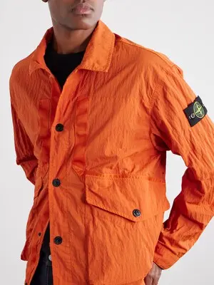 Stone Island Logo-appliquéd Garment-dyed Crinkled Shell Jacket
