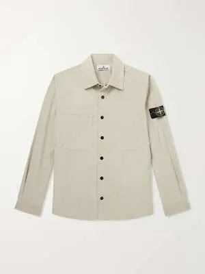 Stone Island Logo-appliquéd Cotton-corduroy Shirt - Beige