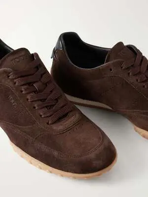 TOD'S Paneled Leather-trimmed Suede Sneakers
