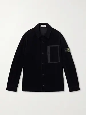 Stone Island Logo-appliquéd Garment-dyed Organic Cotton-corduroy 880 Shirt - Black