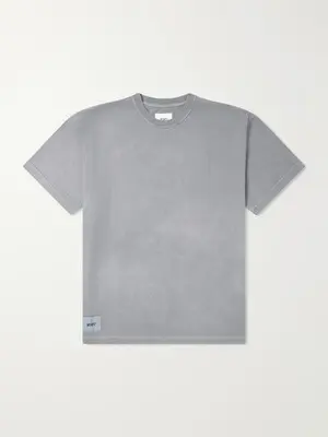 WTAPS Logo-appliquéd Cotton-jersey T-shirt - Gray