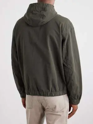 Stone Island Logo-appliquéd Garment-dyed Cotton Ripstop Hooded Jacket