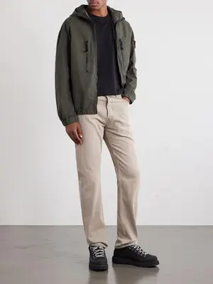 Stone Island Logo-appliquéd Garment-dyed Cotton Ripstop Hooded Jacket