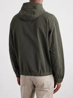 Stone Island Logo-appliquéd Garment-dyed Cotton Ripstop Hooded Jacket
