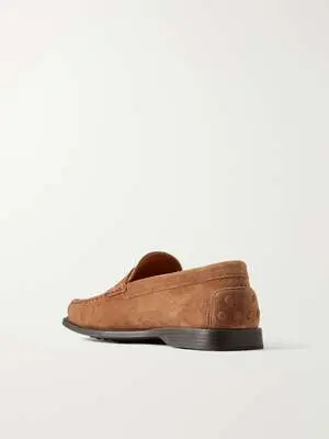TOD'S Gathered Suede Penny Loafers