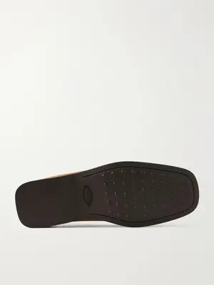 TOD'S Gathered Suede Square Toe Loafers