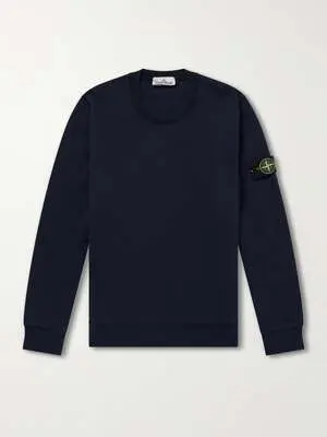 Stone Island Garment-dyed Cotton-fleece Sweatshirt - Blue