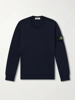 Stone Island Garment-dyed Cotton-fleece Sweatshirt - Blue