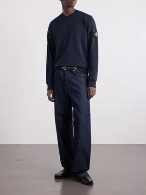 Stone Island Garment-dyed Cotton-fleece Sweatshirt - Blue
