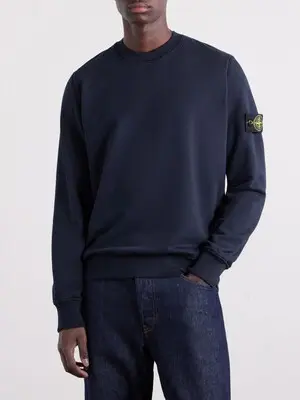 Stone Island Garment-dyed Cotton-fleece Sweatshirt - Blue