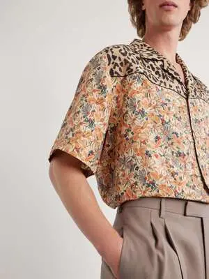 Valentino Garavani Camp-collar Printed Silk-satin Shirt
