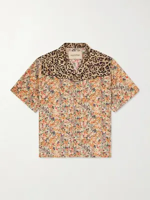 Valentino Garavani Camp-collar Printed Silk-satin Shirt - Multi