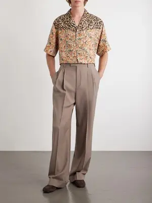 Valentino Garavani Camp-collar Printed Silk-satin Shirt