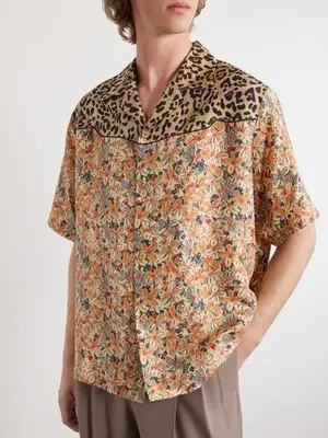 Valentino Garavani Camp-collar Printed Silk-satin Shirt