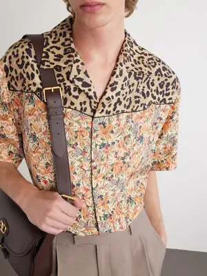 Valentino Garavani Camp-collar Printed Silk-satin Shirt
