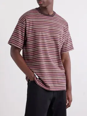 WTAPS Logo-appliquéd Striped Cotton-jersey T-shirt