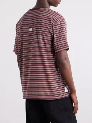 WTAPS Logo-appliquéd Striped Cotton-jersey T-shirt