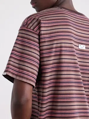 WTAPS Logo-appliquéd Striped Cotton-jersey T-shirt