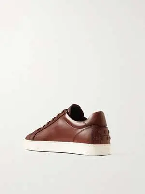 TOD'S Cassetta Rubber-trimmed Glossed-leather Sneakers