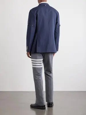 Thom Browne Double-breasted Striped Cotton And Linen-blend Blazer