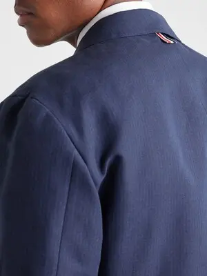 Thom Browne Double-breasted Striped Cotton And Linen-blend Blazer