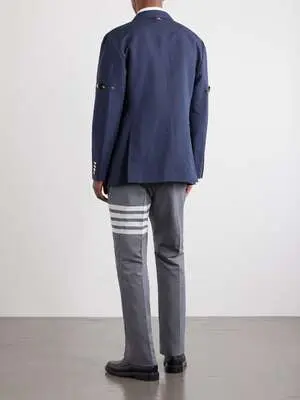Thom Browne Double-breasted Striped Cotton And Linen-blend Blazer