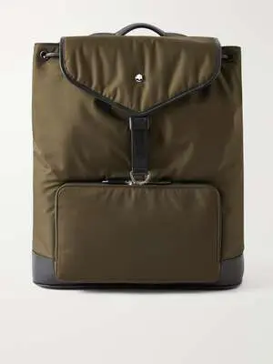 Montblanc Panorama Leather-trimmed Shell Backpack - Green